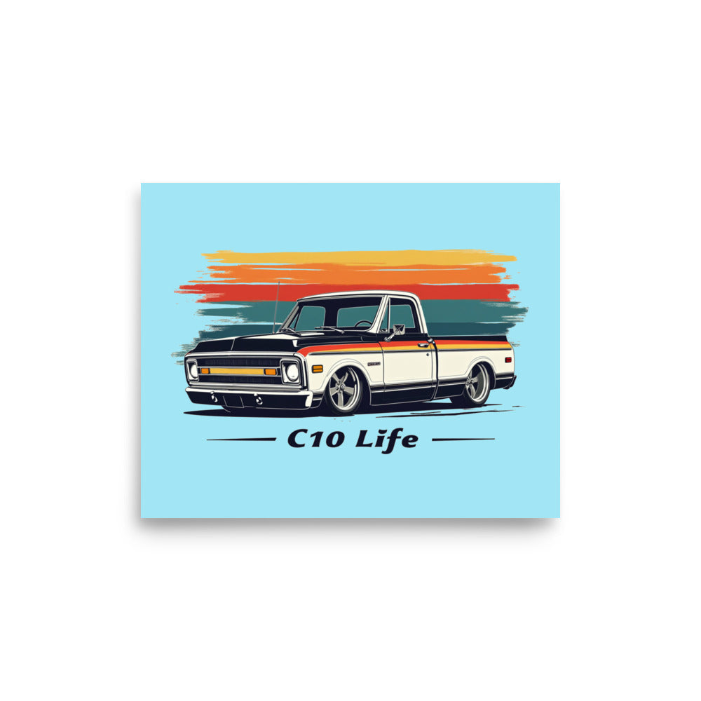Chevy C10 Life Pickup Truck Classic Car Wall Art Poster for Man Cave O ...