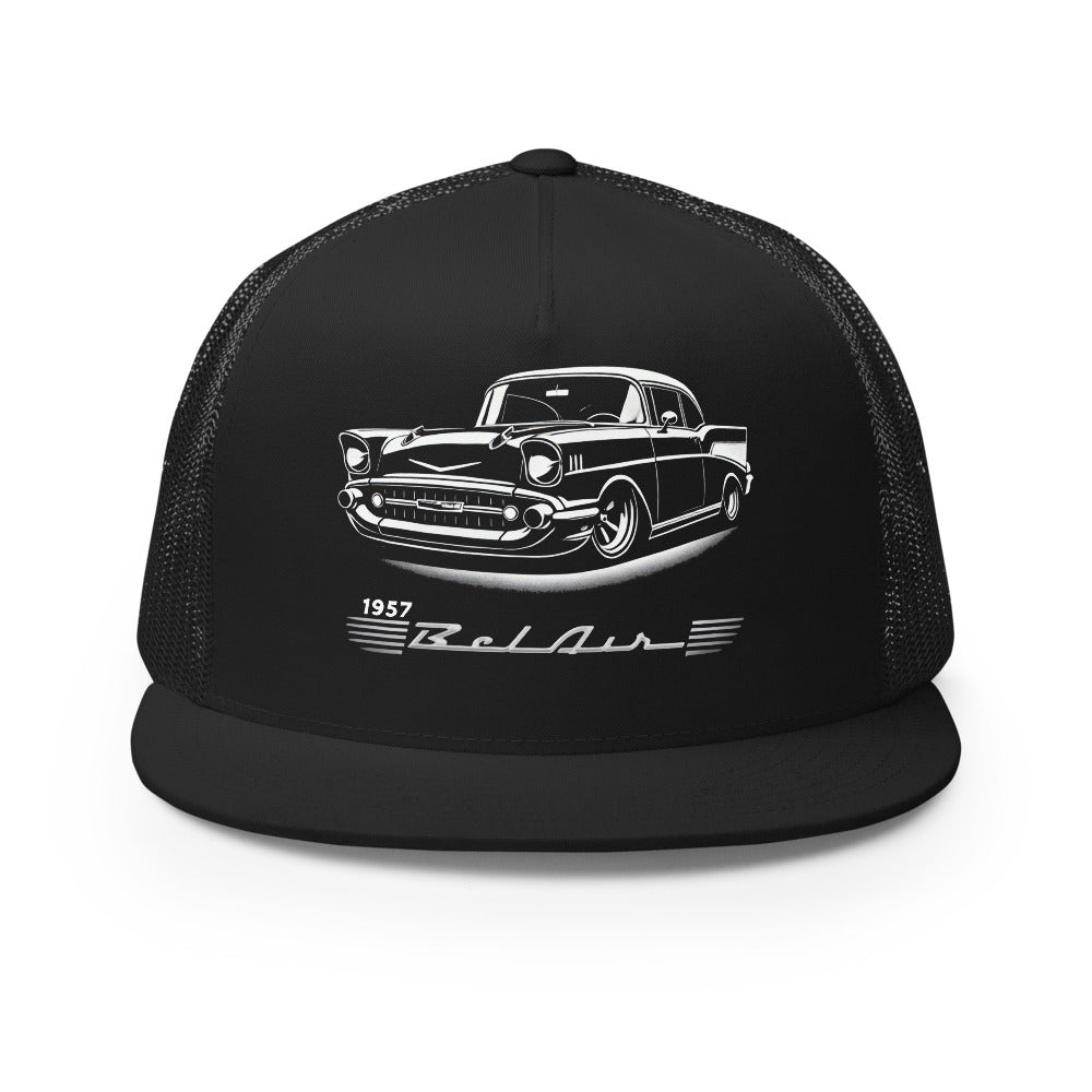 1957 Bel Air Classic Car Hat – Vintage Chevy Hot Rod Trucker Cap for C ...