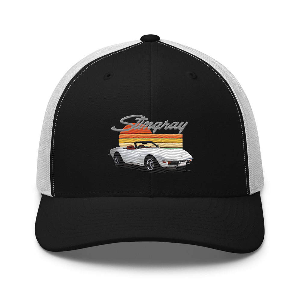 1972 Corvette C3 White Convertible Classic Car Trucker Cap Snapback Ha ...