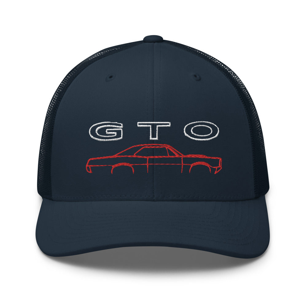 1967 GTO Red Line Outline American Muscle Car Trucker Cap Snapback Hat ...