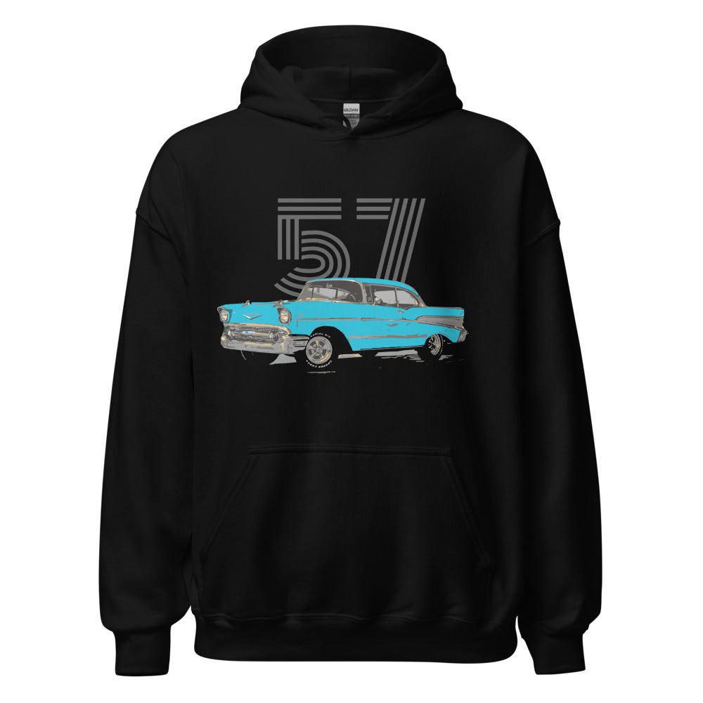 1957 Chevy 57 Bel Air Aqua Teal Antique American Car - Unisex Hoodie ...