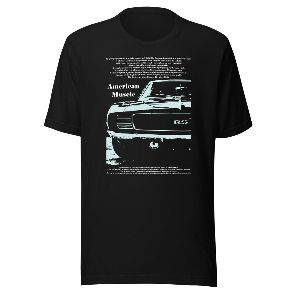 First Generation Chevy Camaro RS Muscle Car Historic Poem Unisex t-shi ...
