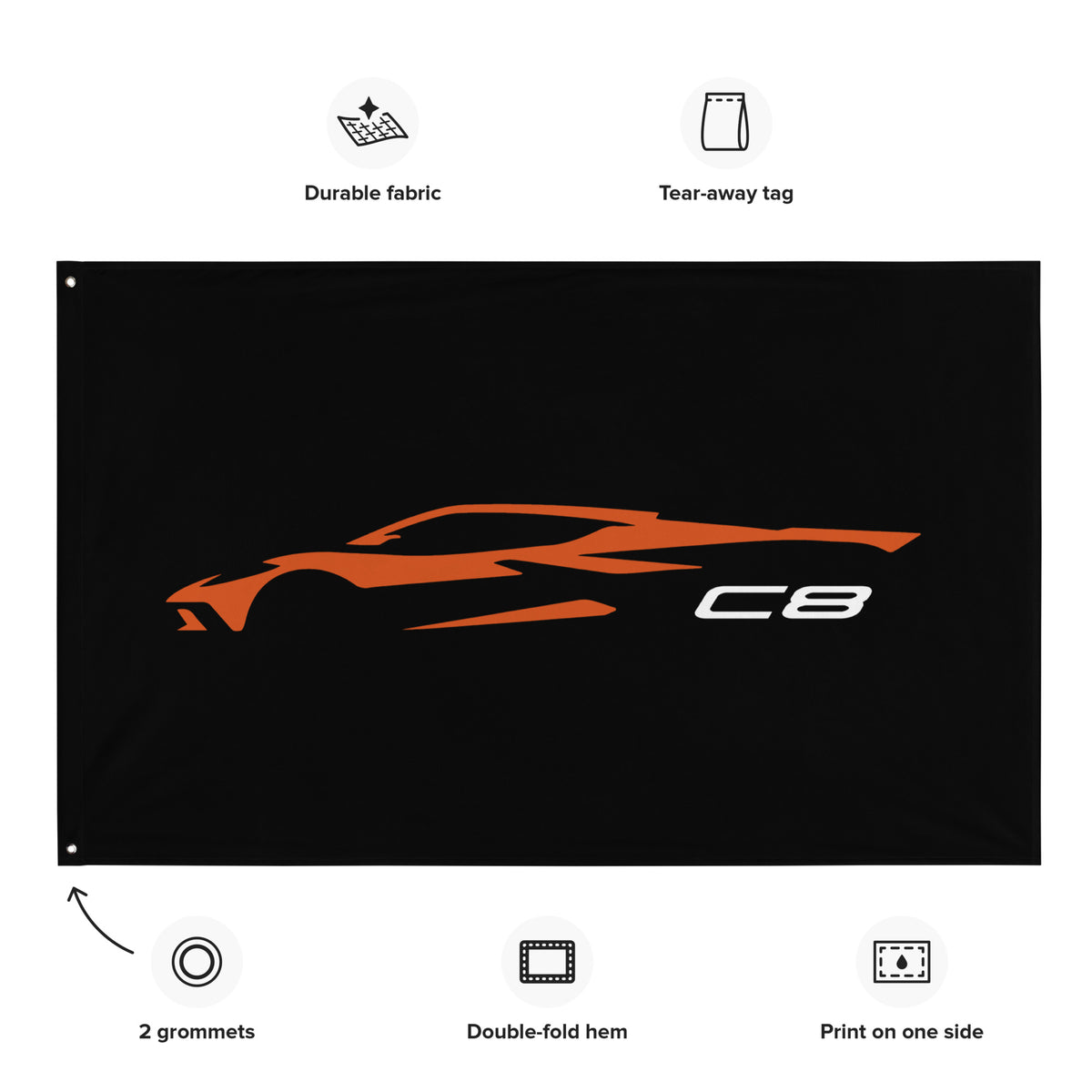 2023 Chevrolet Corvette C8 Outline Silhouette Amplify Orange 8th Gen M ...