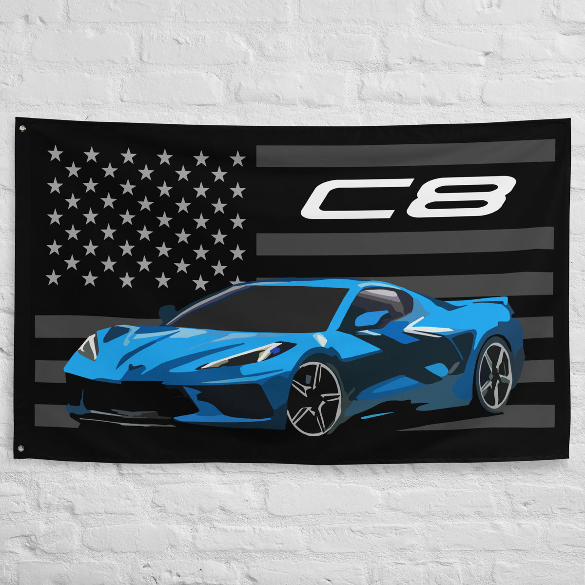 Rapid Blue Corvette C8 Mid-Engine Vette Street Race Car Club Custom Ga ...