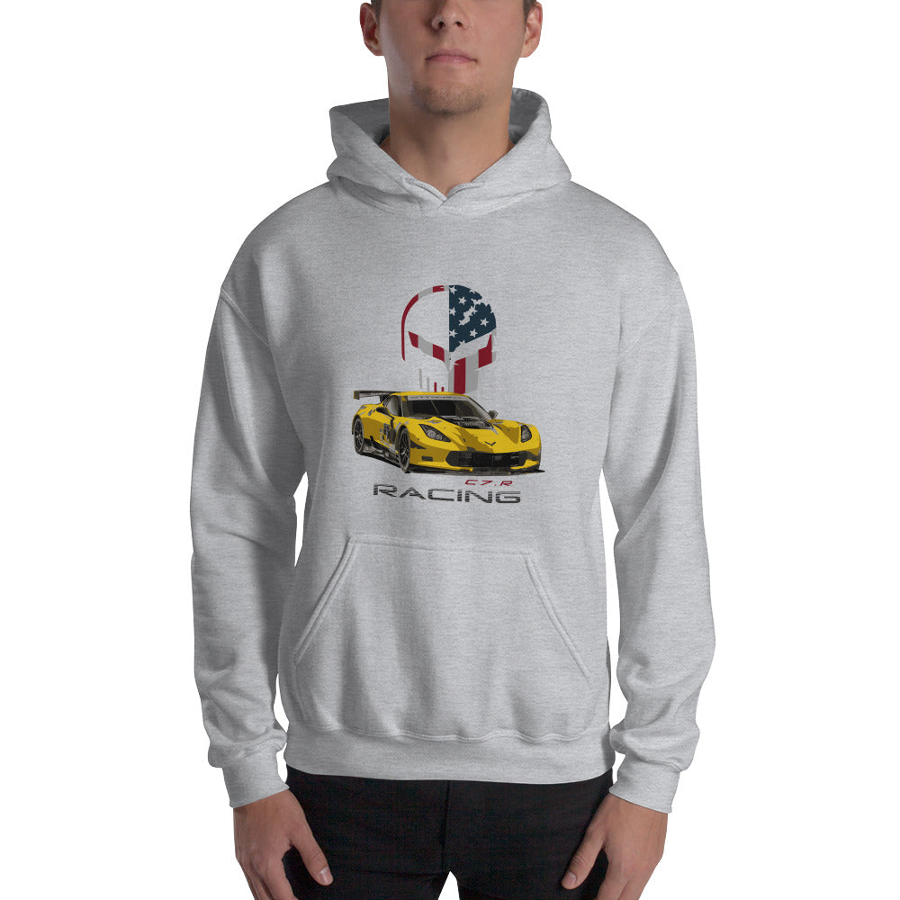 Chevrolet Corvette C7.R Jake Skull Race Car Hooded Sweatshirt – Racing ...
